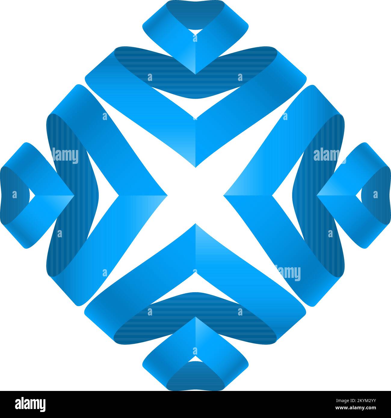 Stylized Abstract Blue Ribbons Origami Element for Design on White ...