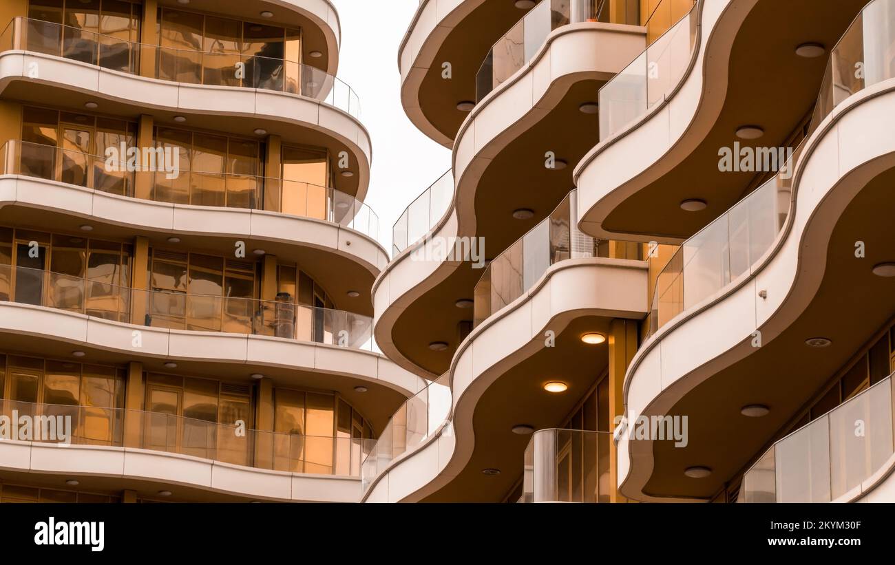Modern building details with wave shaped exterior. Modern future ...