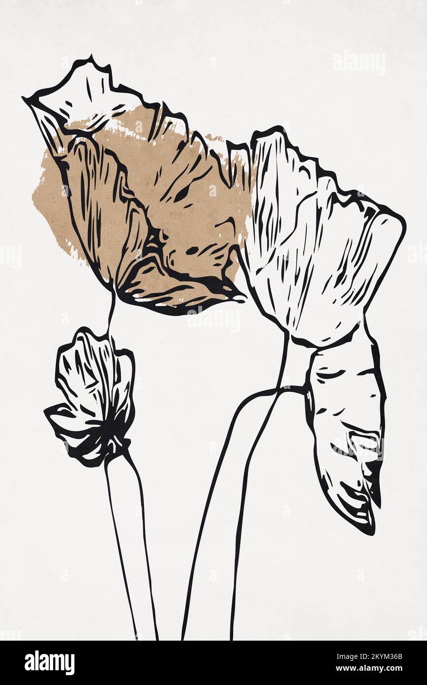 Printable trendy botanical card. Use for cover, wallpaper, wall art ...