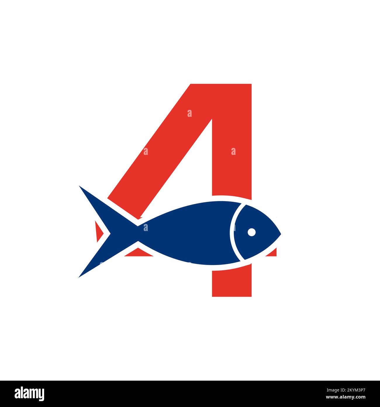 Letter 4 Fish Logo, Ocean Logo Vector Template Stock Vector Image & Art - Alamy