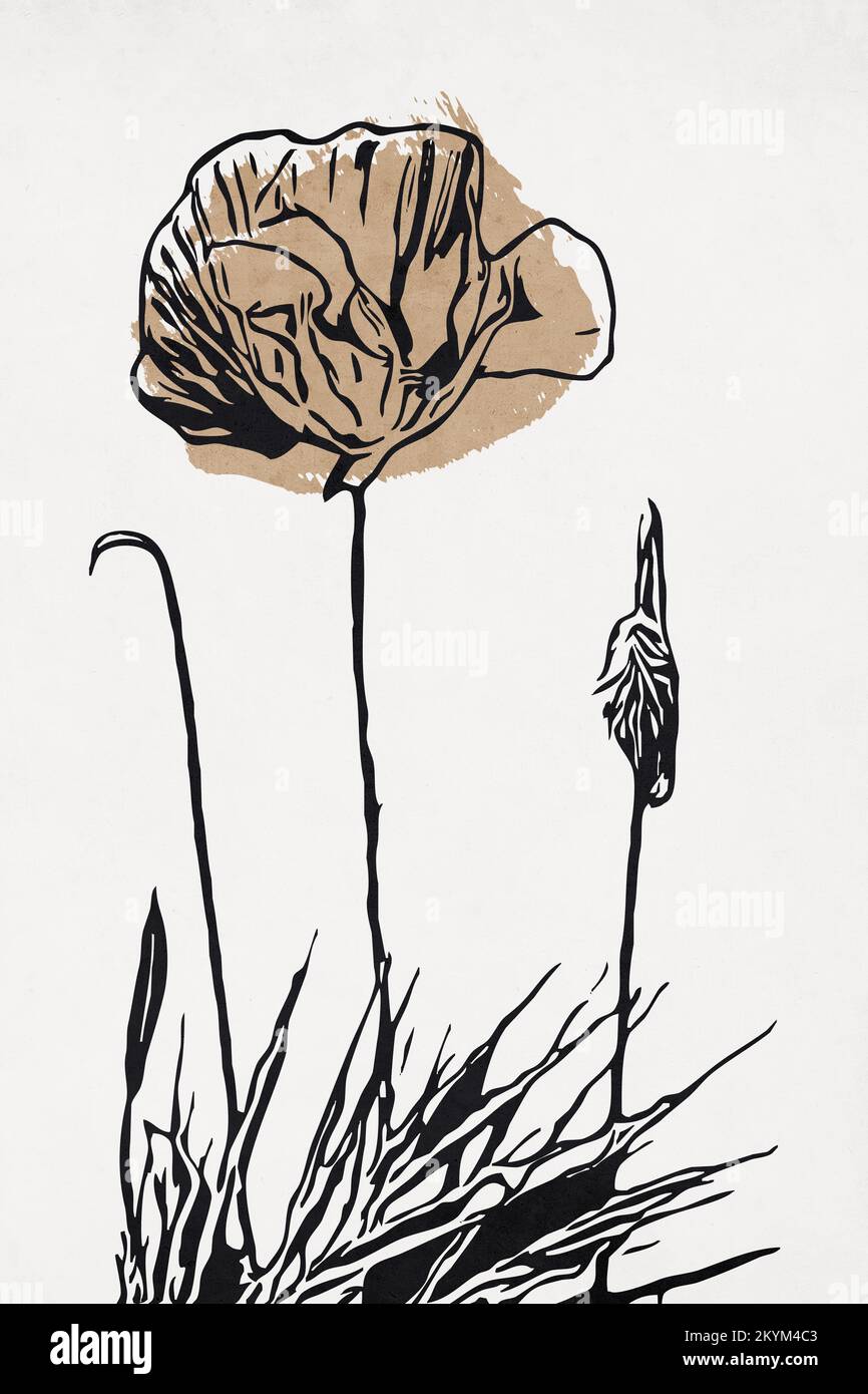 Printable trendy botanical card. Use for cover, wallpaper, wall art ...