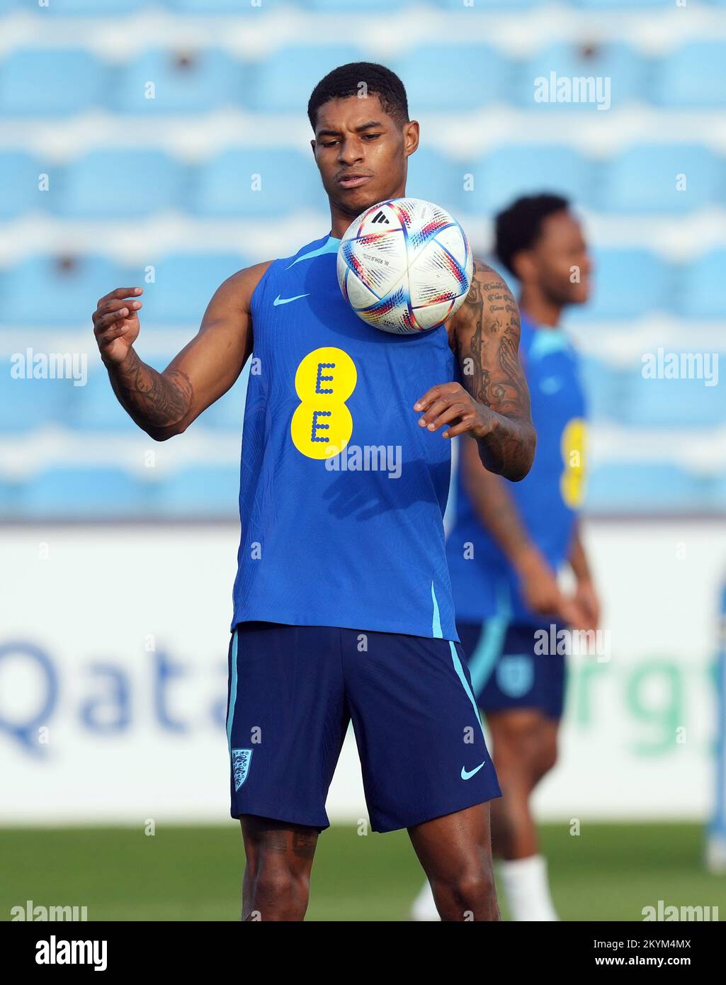 England's Marcus Rashford during a training session at Al Wakrah Sports ...