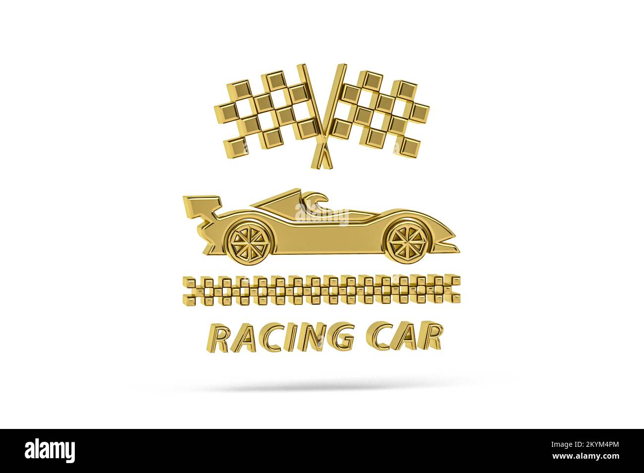 Golden 3d race icon isolated on white background - 3d render Stock ...