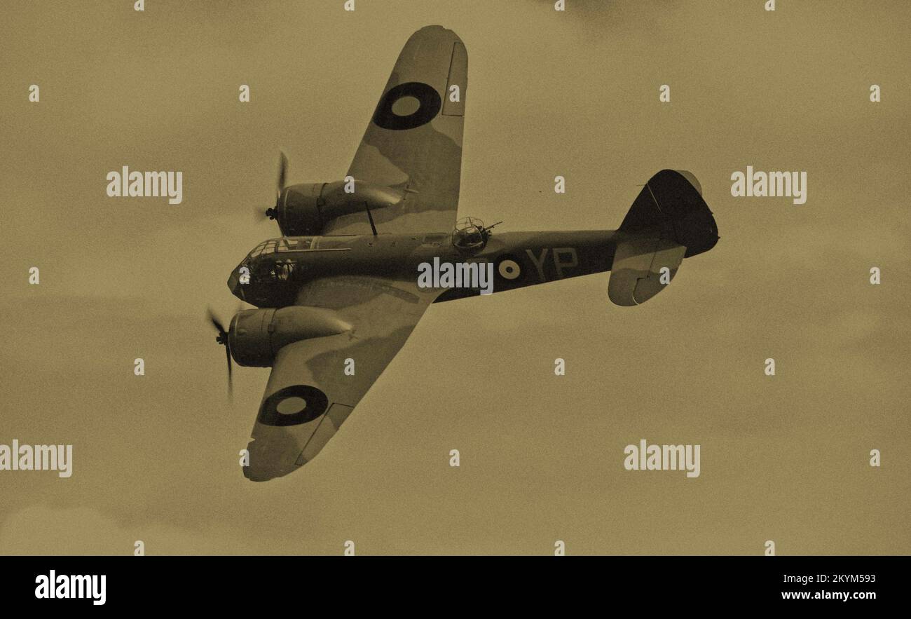 Bristol Blenheim world war two twin engine RAF bomber monochrome sepia ...