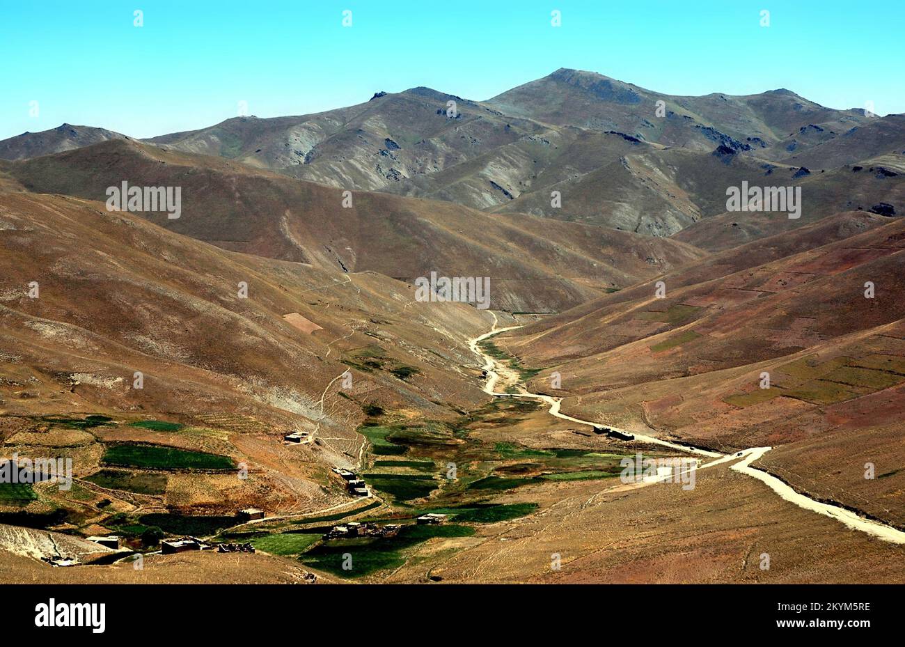 Scenery between Kabul and Bamyan (Bamiyan) in Afghanistan. Dusty road ...