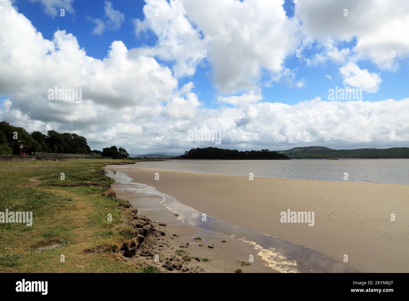 View of Holme Island from seafront at Grange over Sands, Cumbria ...