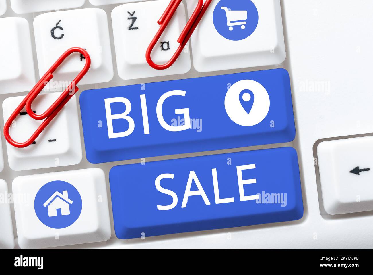 Conceptual caption Big Sale. Business showcase putting products on high ...