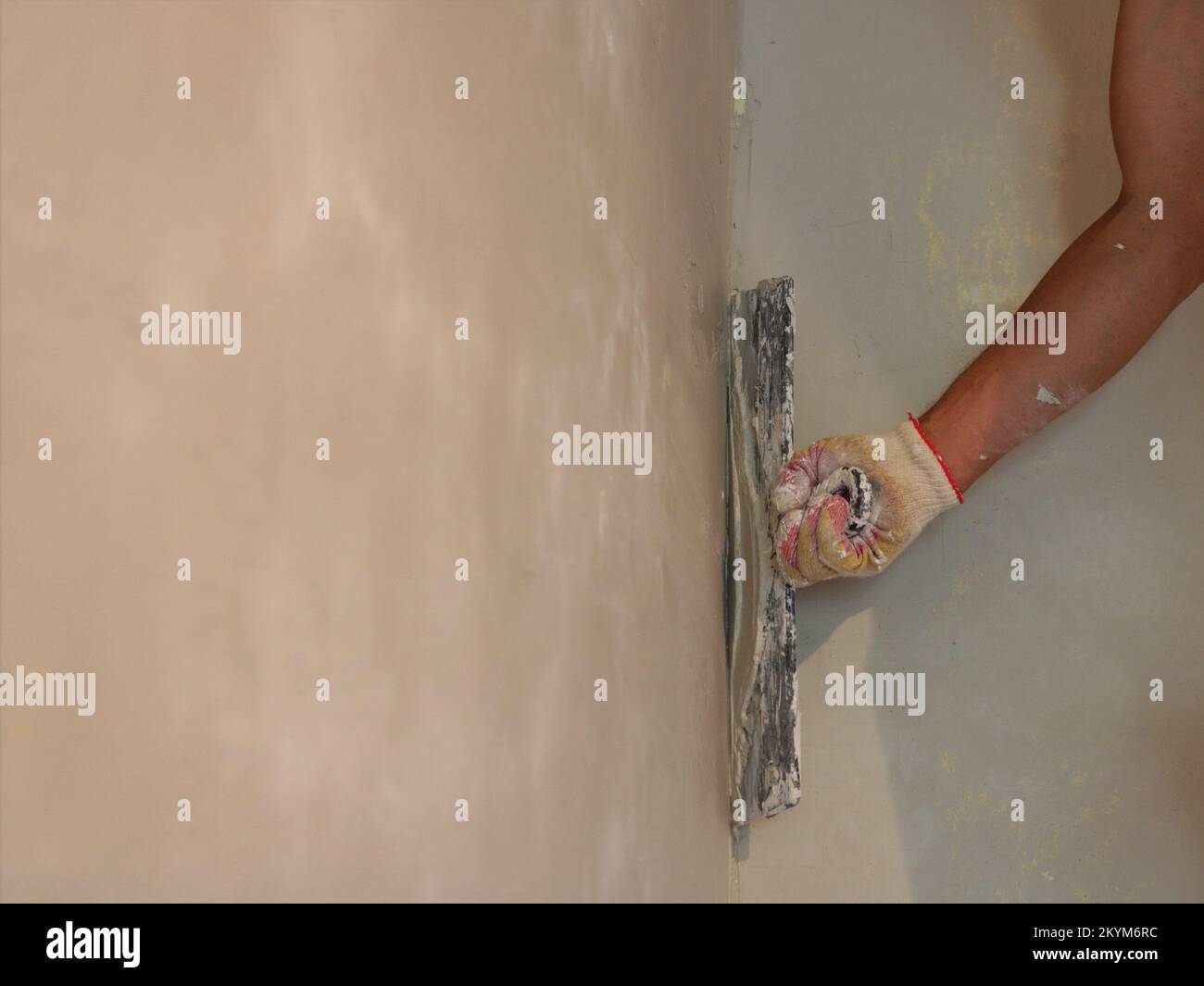 space for text on the blurred space of the wall that the builder is ...