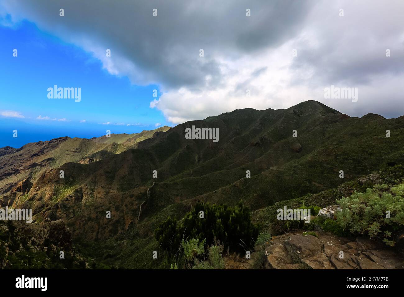 Amazing sunset landscape view to famous Maska canyon on Tenerife island ...