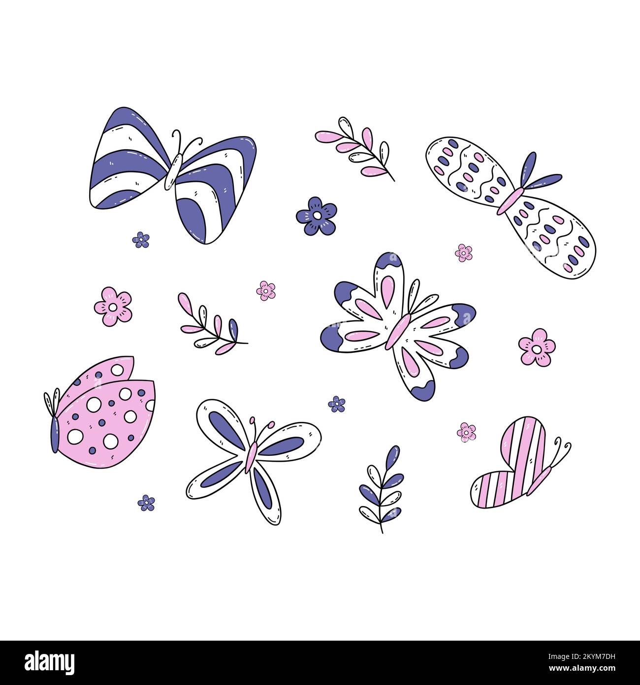 Beautiful abstract butterflies in purple and pink colors. Vector ...