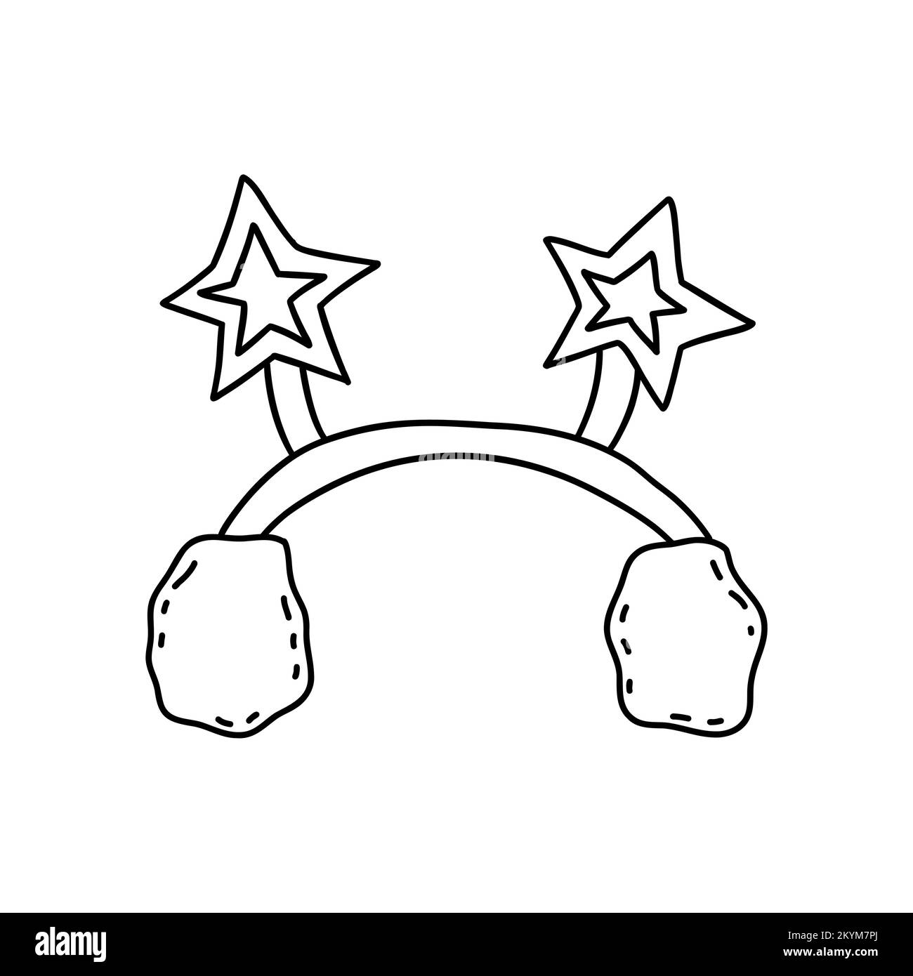 Headband with star antennas. Black and white vector isolated ...