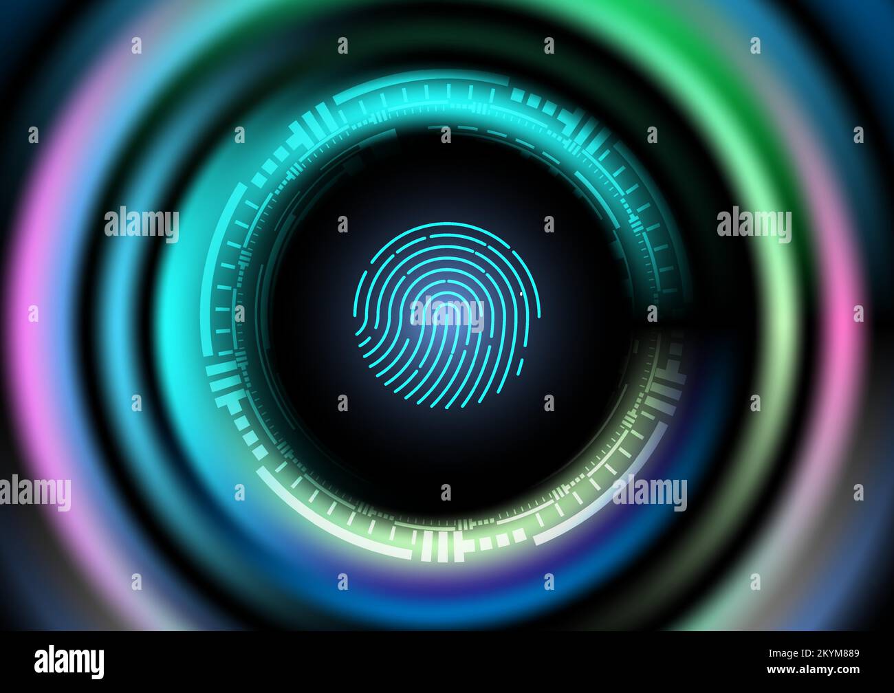 Abstract security concept. Fingerprint on futuristic technology ...