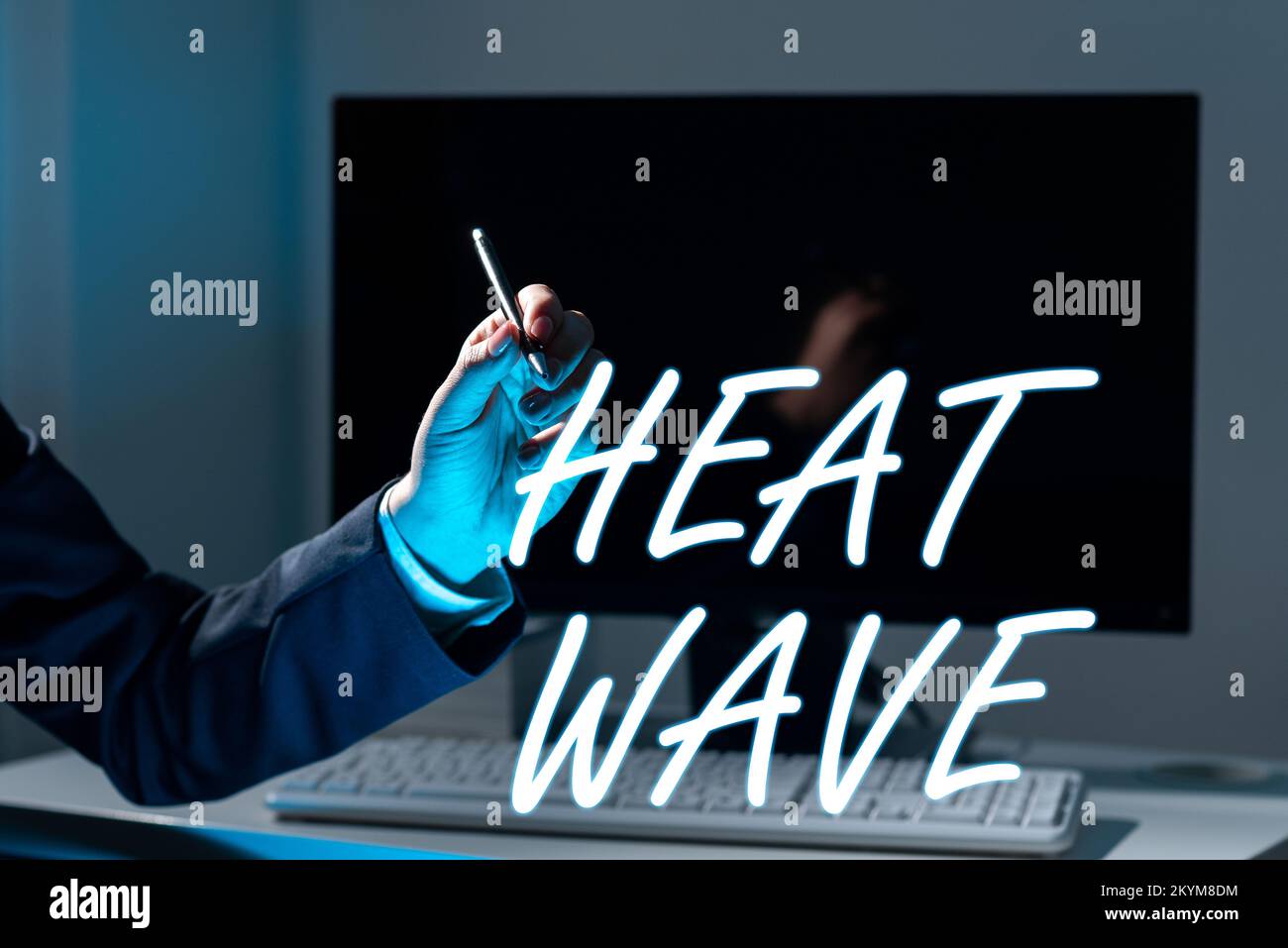 Hand writing sign Heat Wave. Business idea a prolonged period of ...