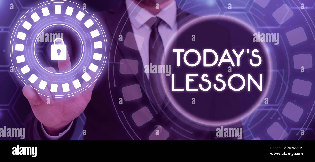 Conceptual caption Today's Lesson. Concept meaning ask assigned for ...