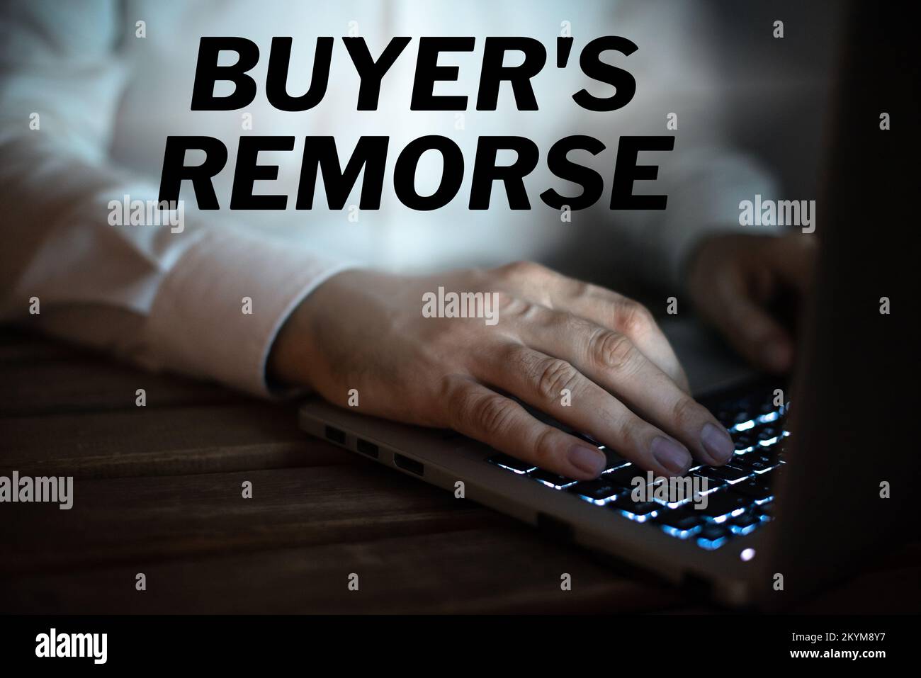 Hand writing sign Buyer's Remorse. Internet Concept a feeling of regret ...