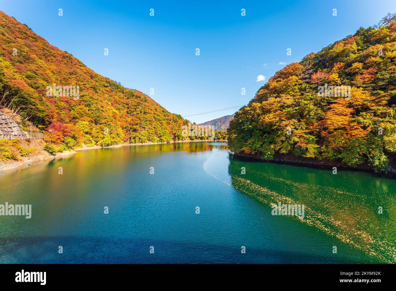 Autumn in lake Okutama, Japan Stock Photo - Alamy