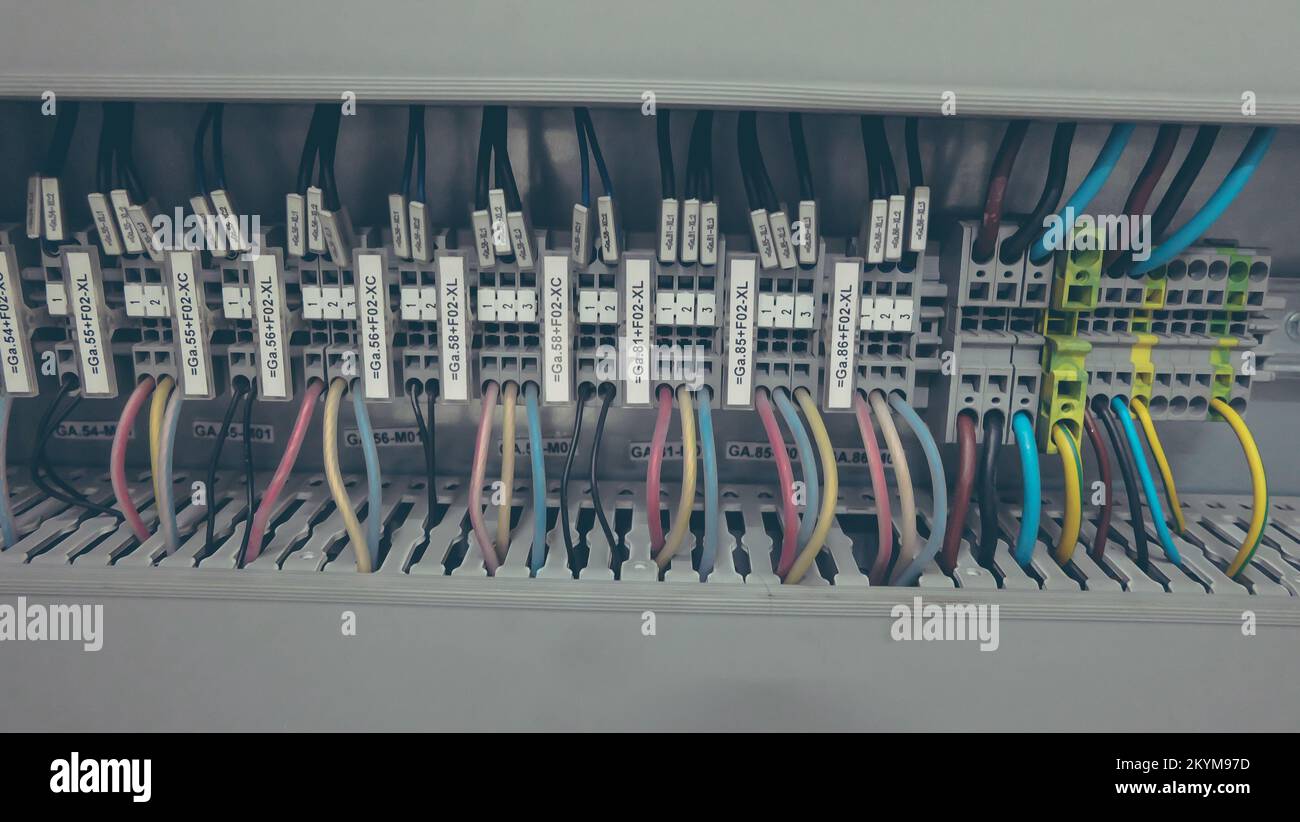 PLC Control panel with wiring Stock Photo - Alamy