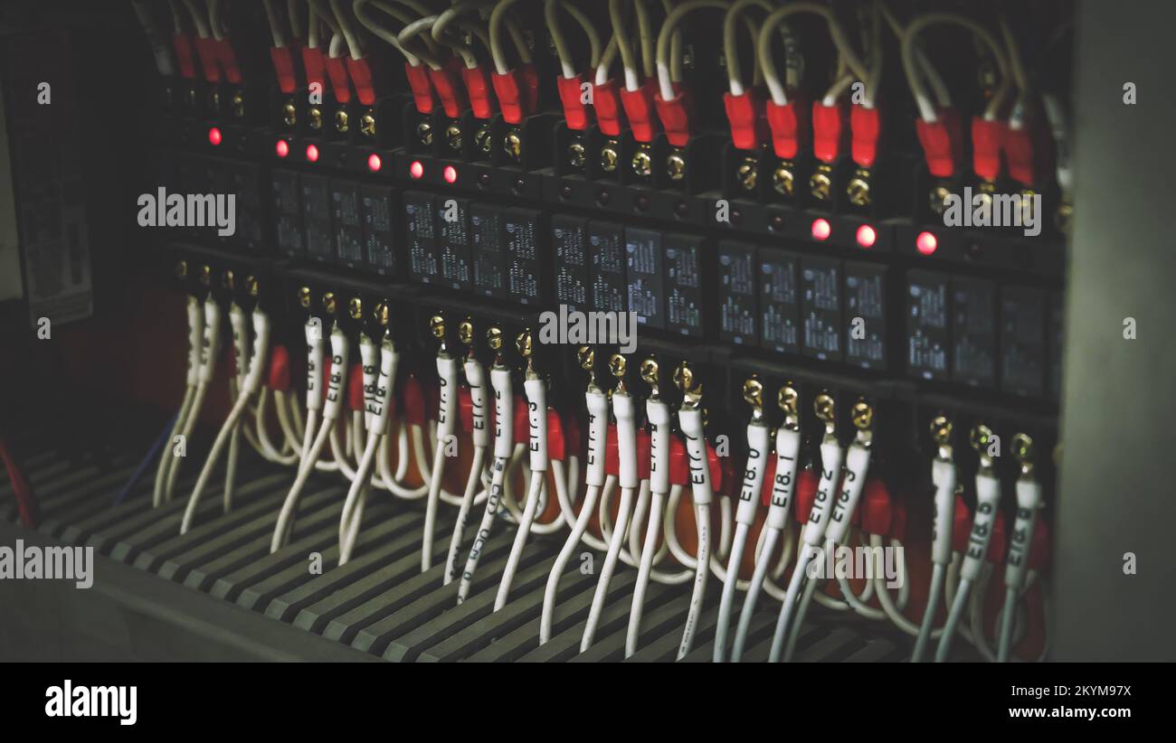 PLC Control panel with wiring Stock Photo - Alamy