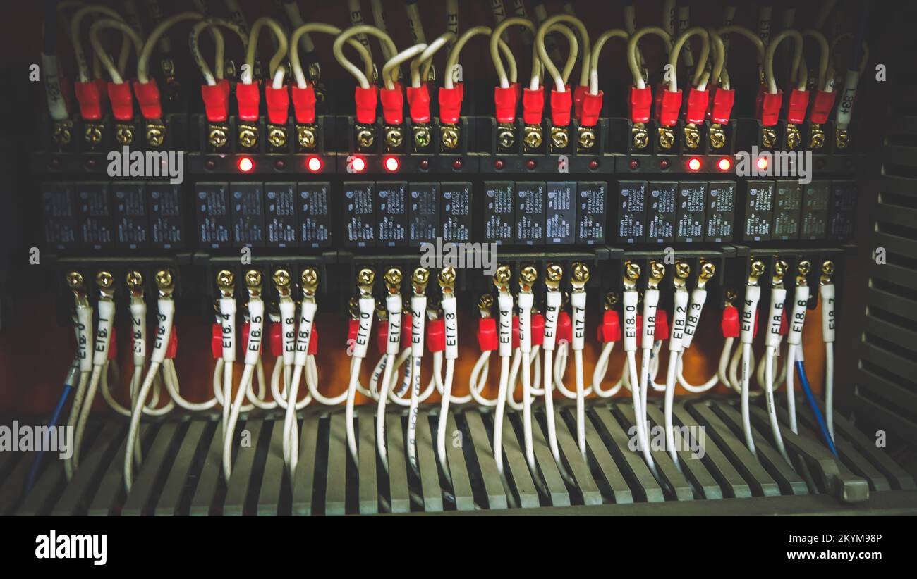 PLC Control panel with wiring Stock Photo - Alamy