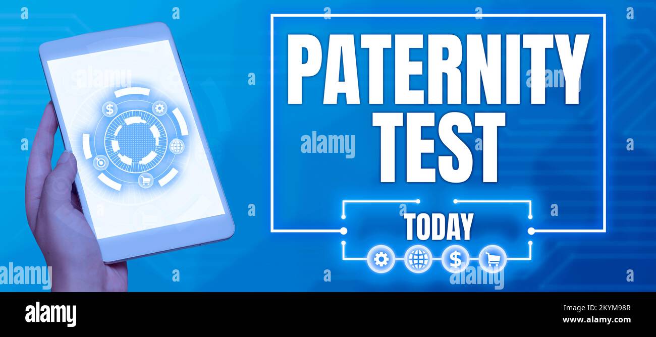 Text caption presenting Paternity Test. Concept meaning a test of DNA ...