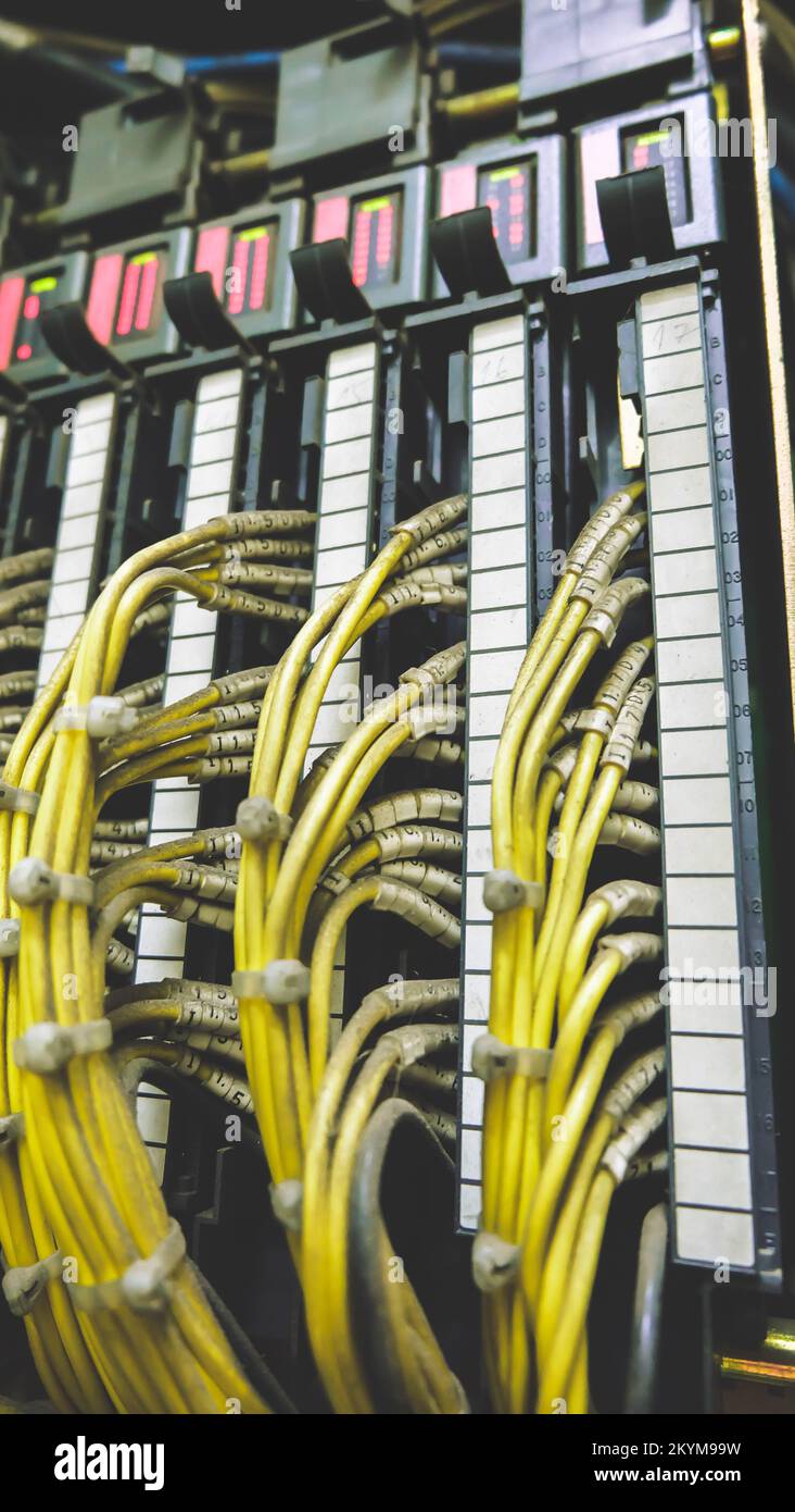 PLC Control panel with wiring Stock Photo - Alamy