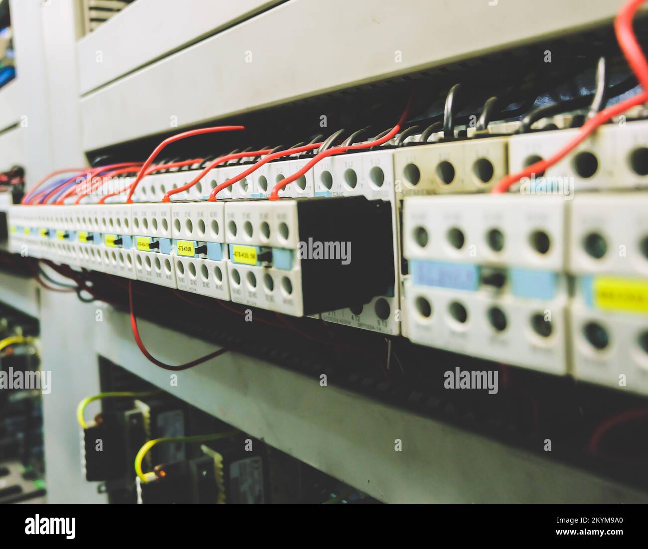 PLC Control panel with wiring Stock Photo - Alamy