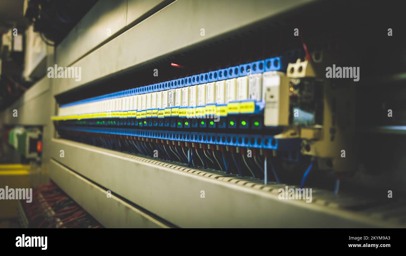 PLC Control panel with wiring Stock Photo - Alamy
