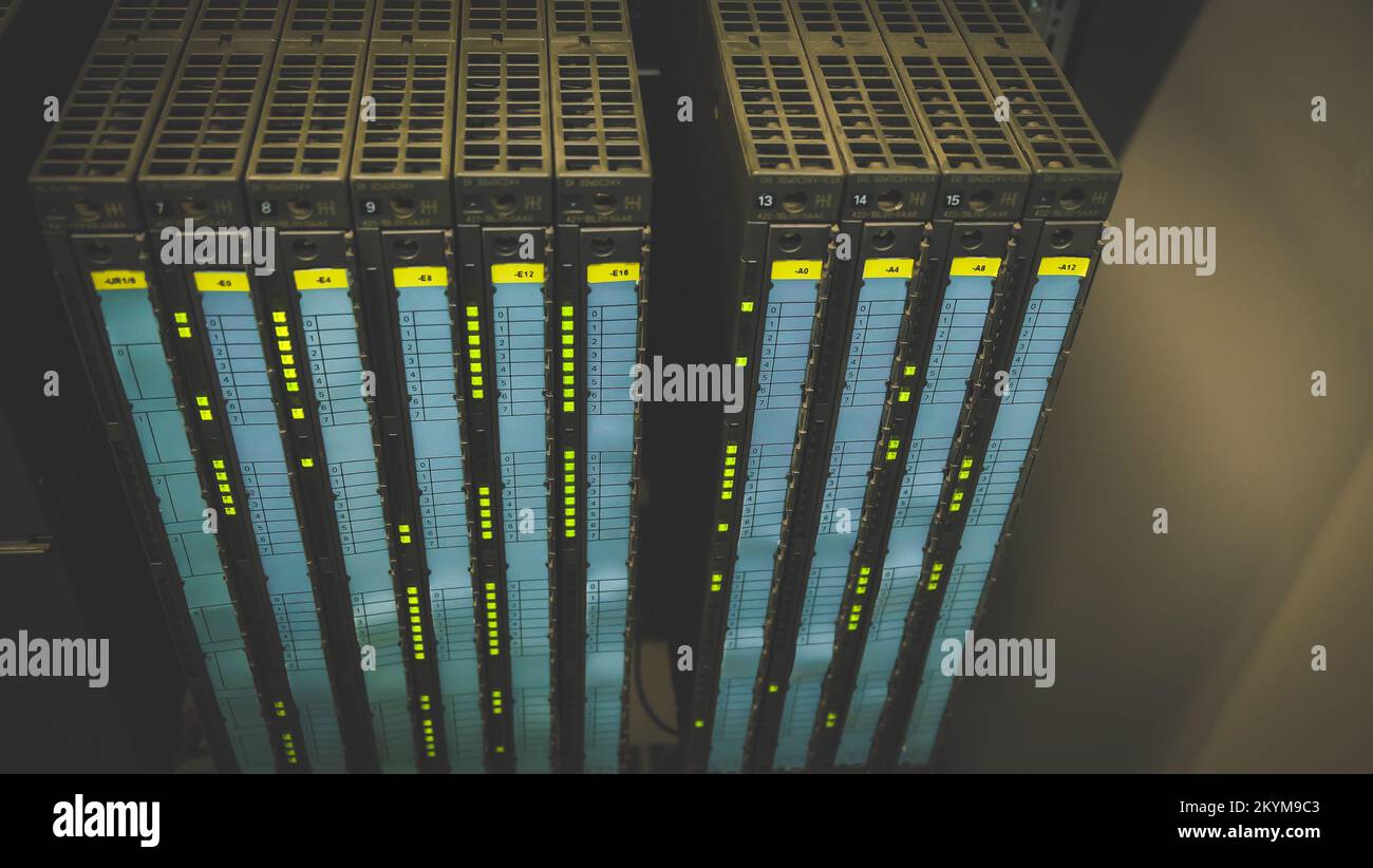 PLC Control panel with wiring Stock Photo - Alamy