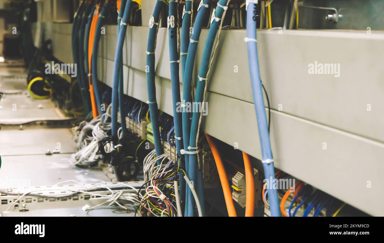PLC Control panel with wiring Stock Photo - Alamy