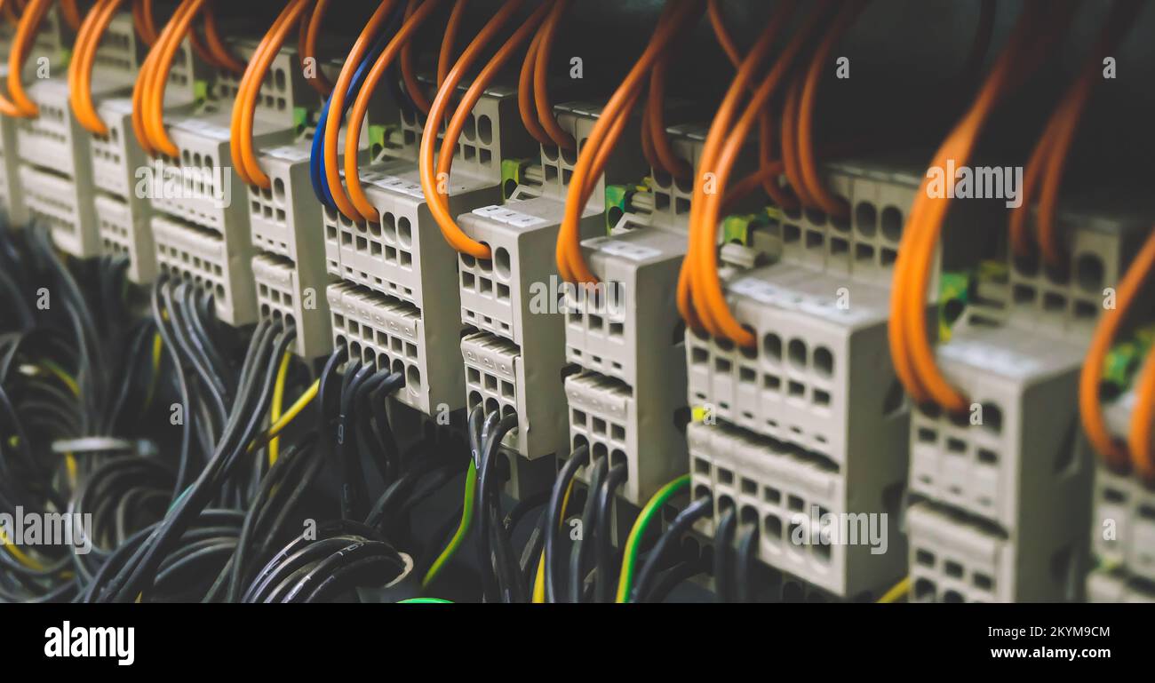 PLC Control panel with wiring Stock Photo - Alamy