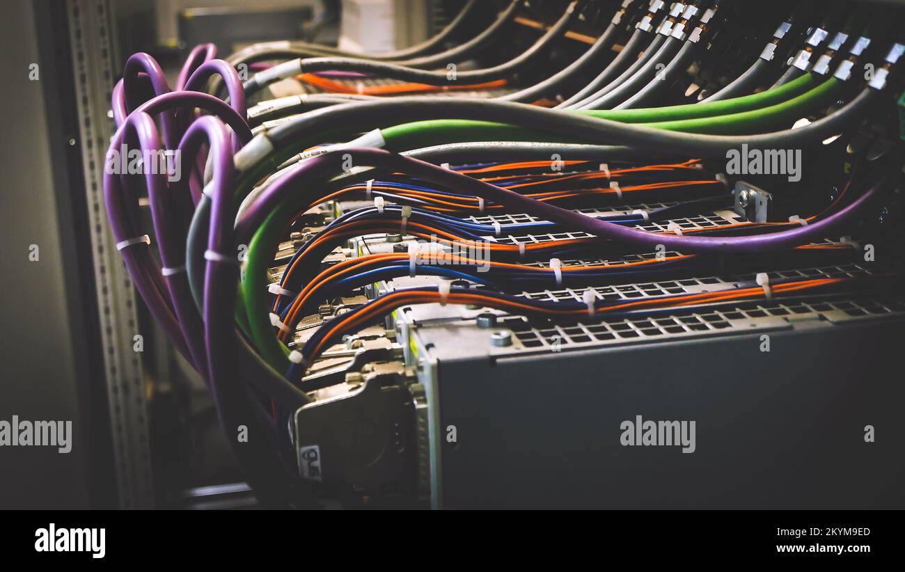 PLC Control panel with wiring Stock Photo - Alamy