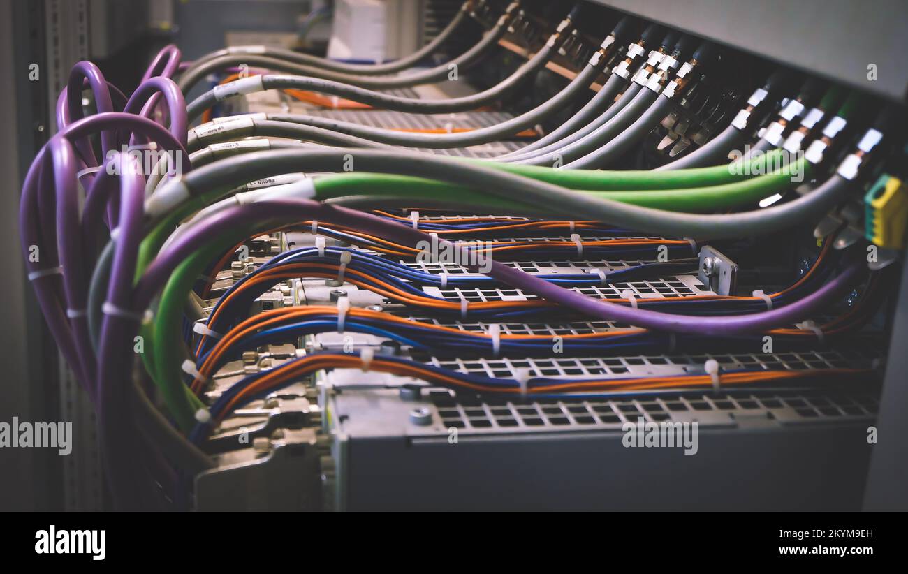 PLC Control panel with wiring Stock Photo - Alamy