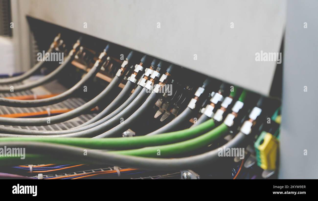 PLC Control panel with wiring Stock Photo - Alamy