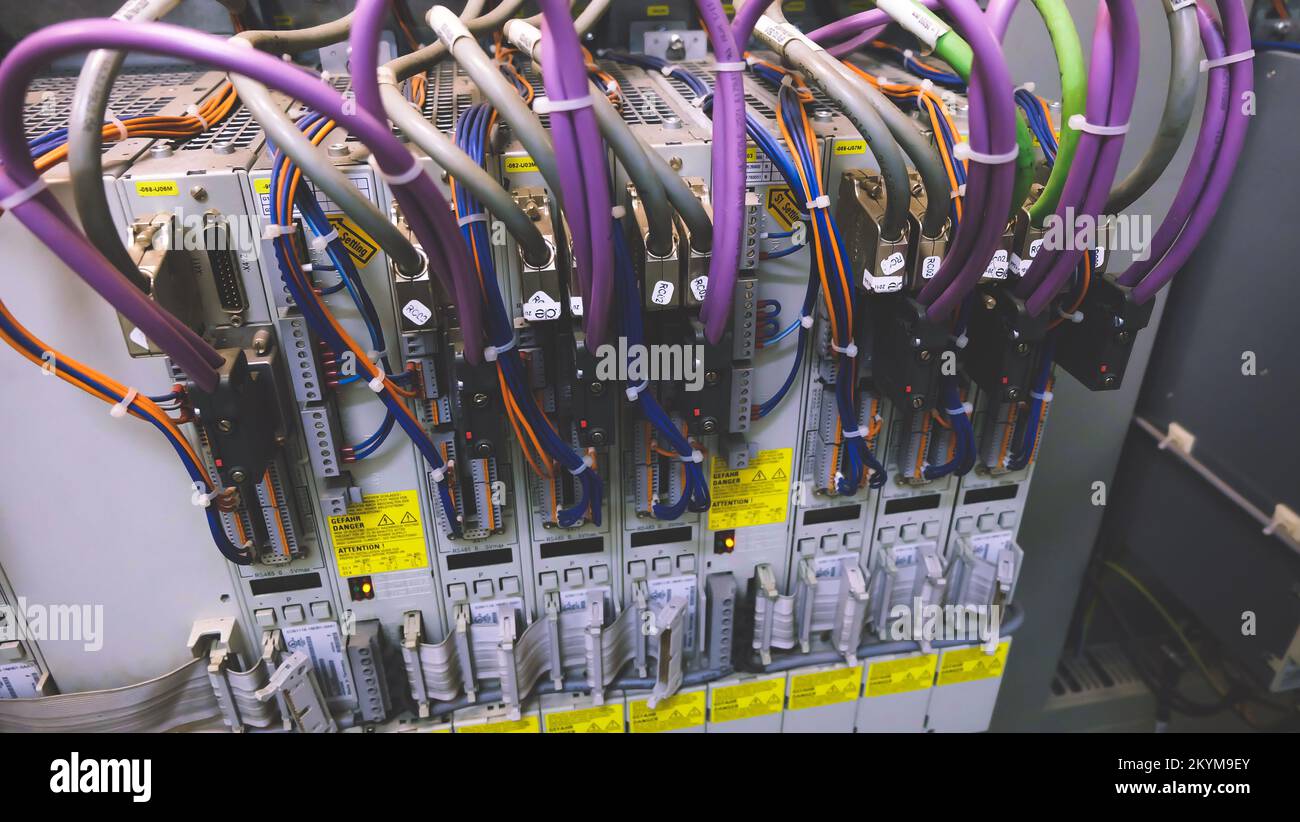 PLC Control panel with wiring Stock Photo - Alamy