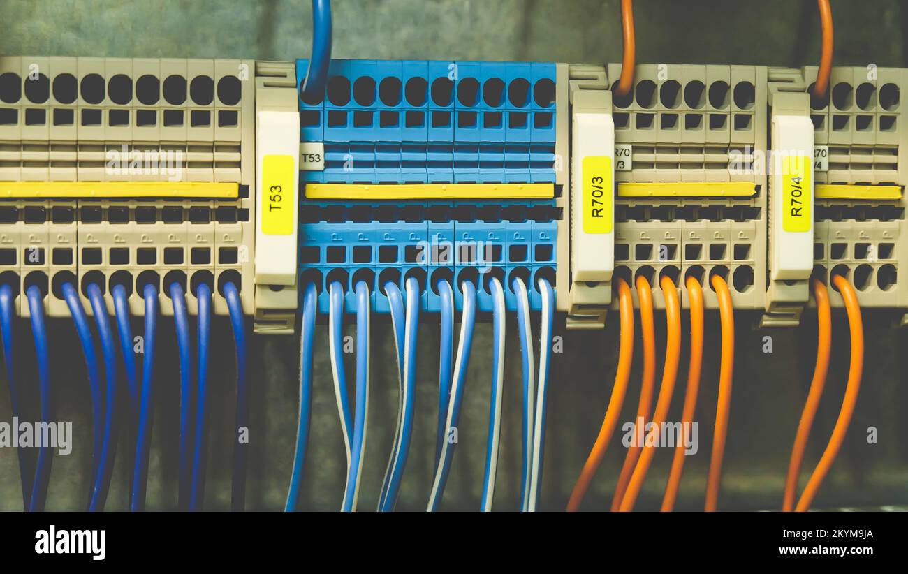 PLC Control panel with wiring Stock Photo - Alamy