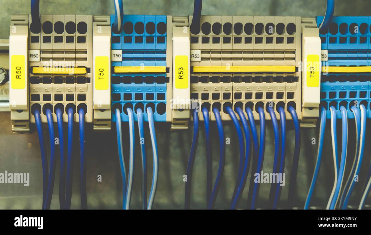 PLC Control panel with wiring Stock Photo - Alamy