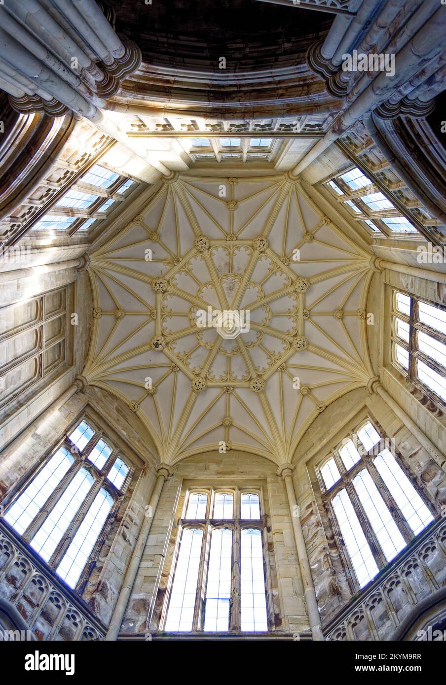 Stairhall ceiling inside Margam Castle at Margam Country Park, Port ...