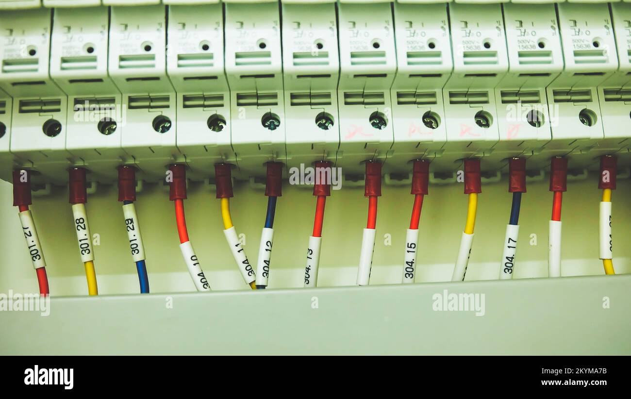 PLC Control panel with wiring Stock Photo - Alamy