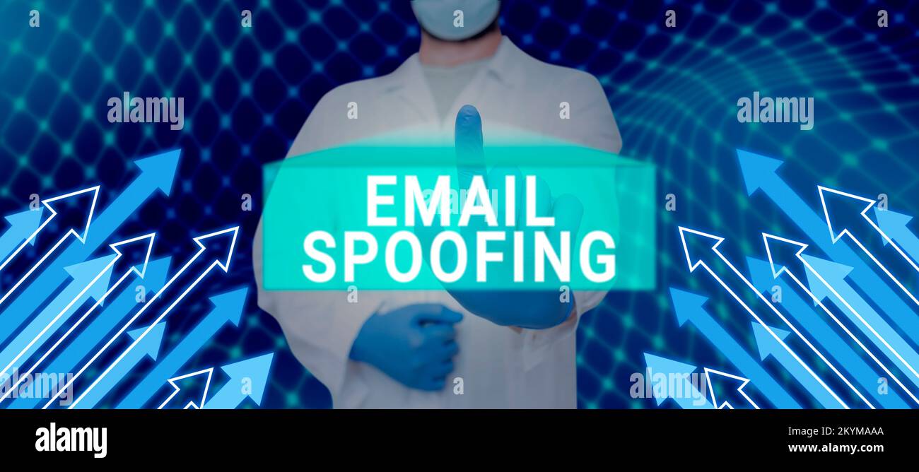 Hand writing sign Email Spoofing. Business showcase secure the access ...