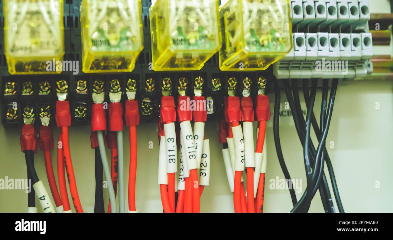 PLC Control panel with wiring Stock Photo - Alamy