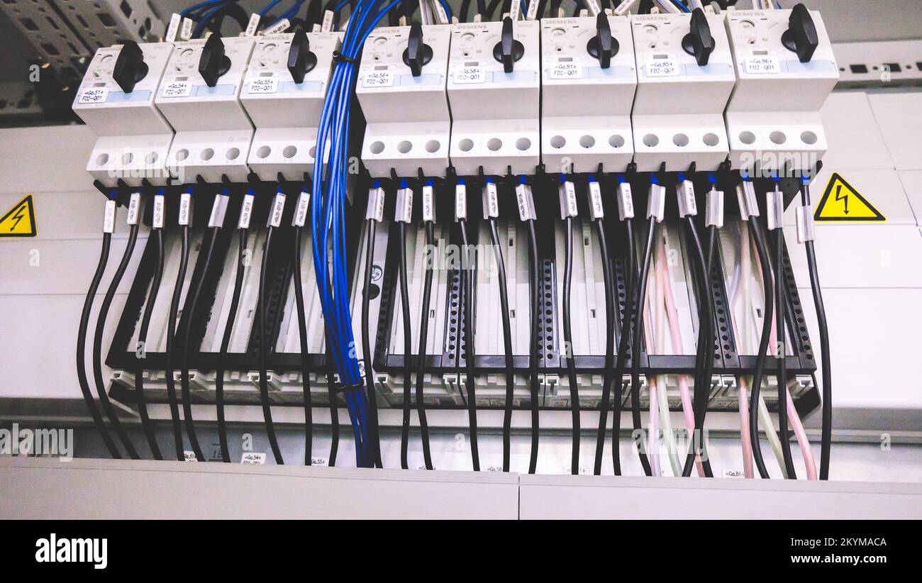 PLC Control panel with wiring Stock Photo - Alamy