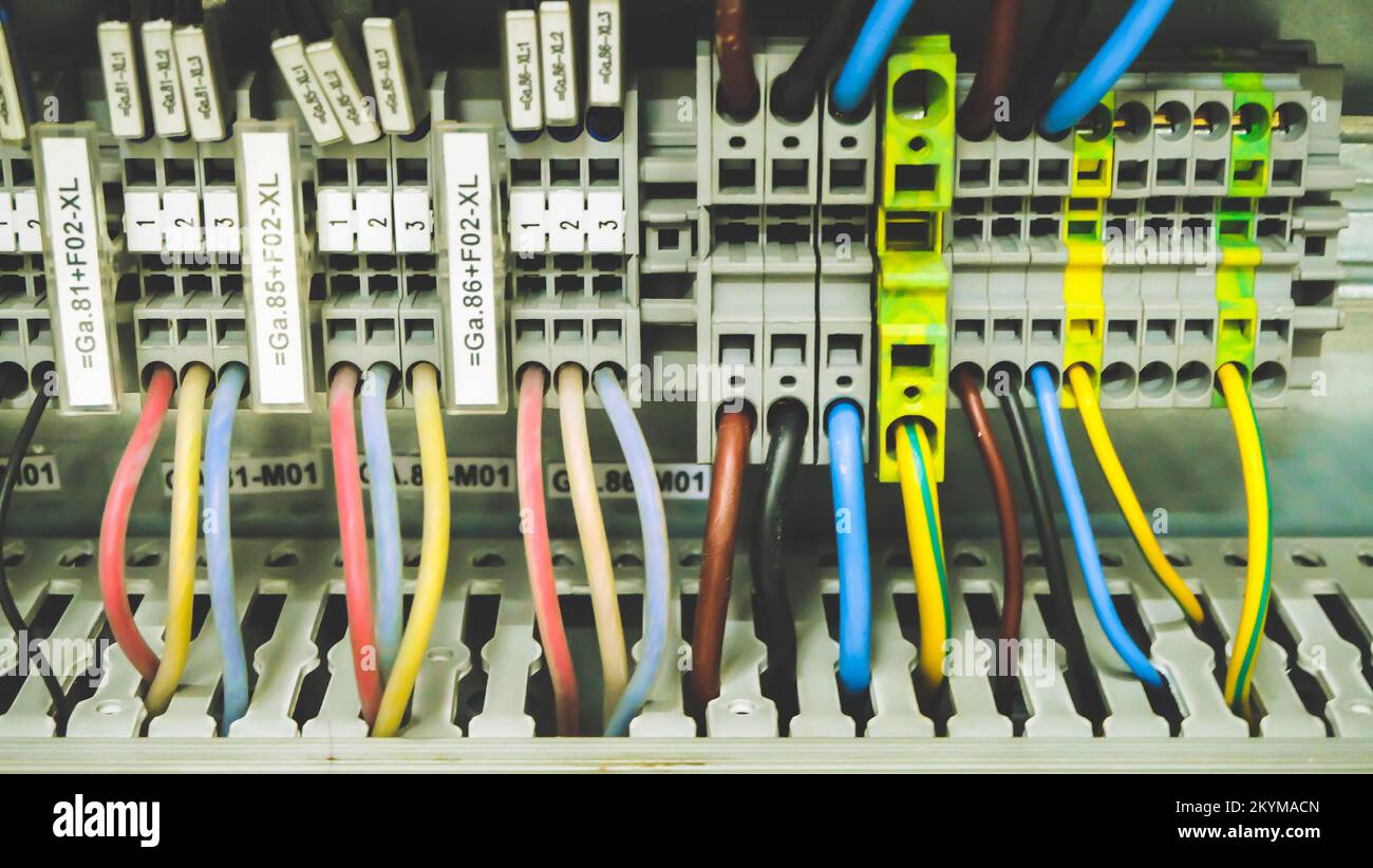 PLC Control panel with wiring Stock Photo - Alamy