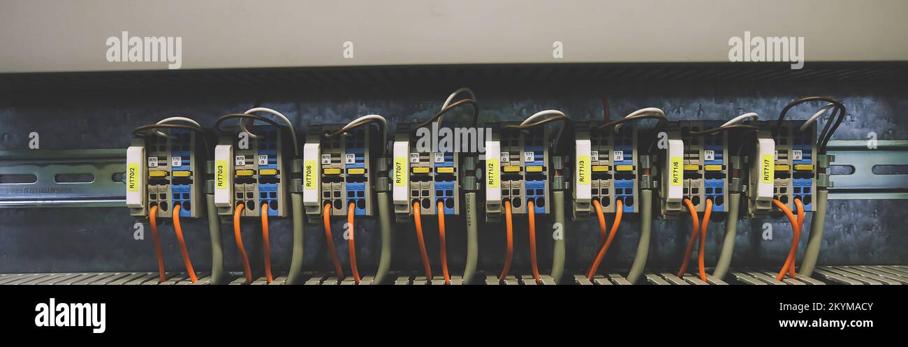 PLC Control panel with wiring Stock Photo - Alamy