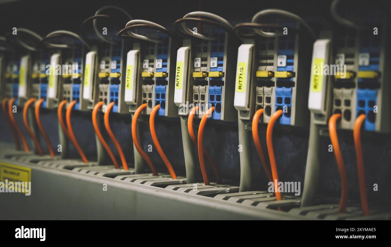 PLC Control panel with wiring Stock Photo - Alamy