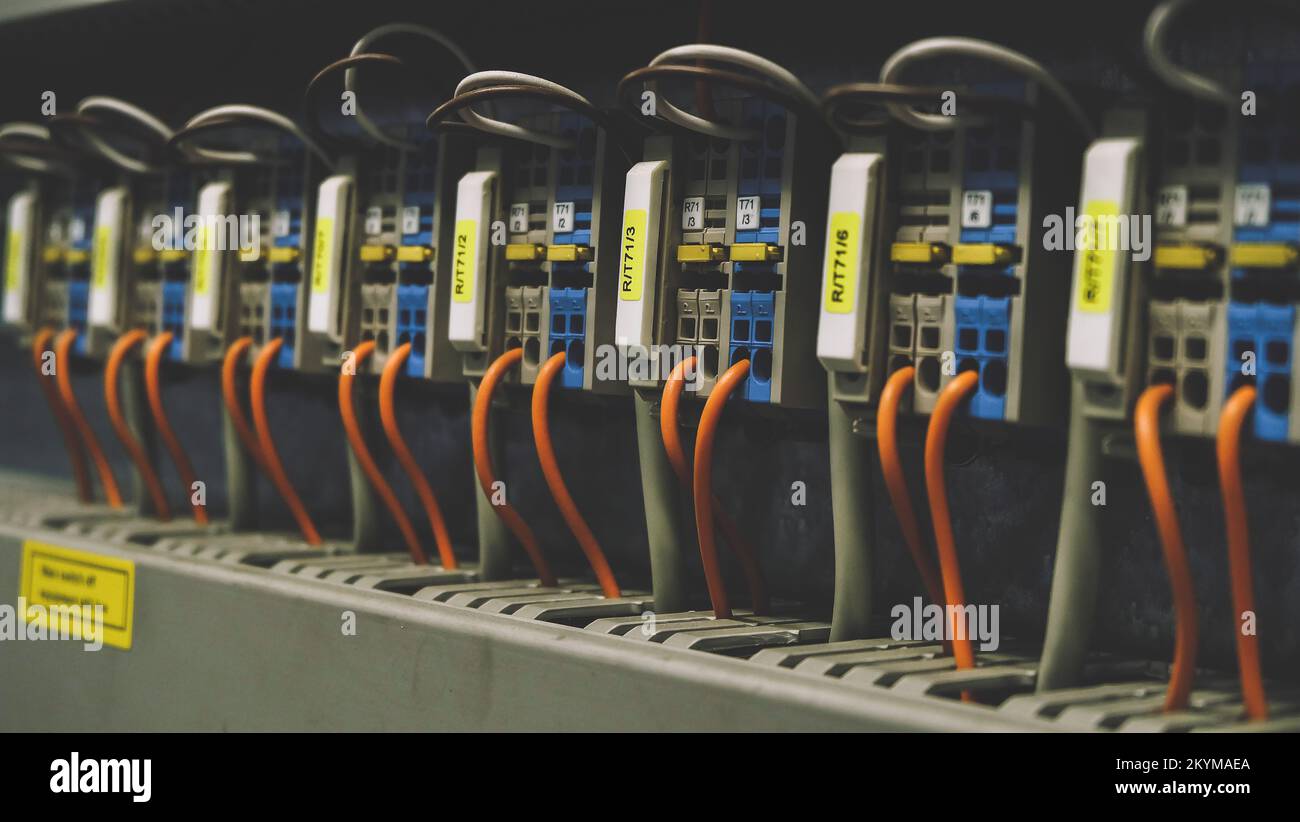 PLC Control panel with wiring Stock Photo - Alamy