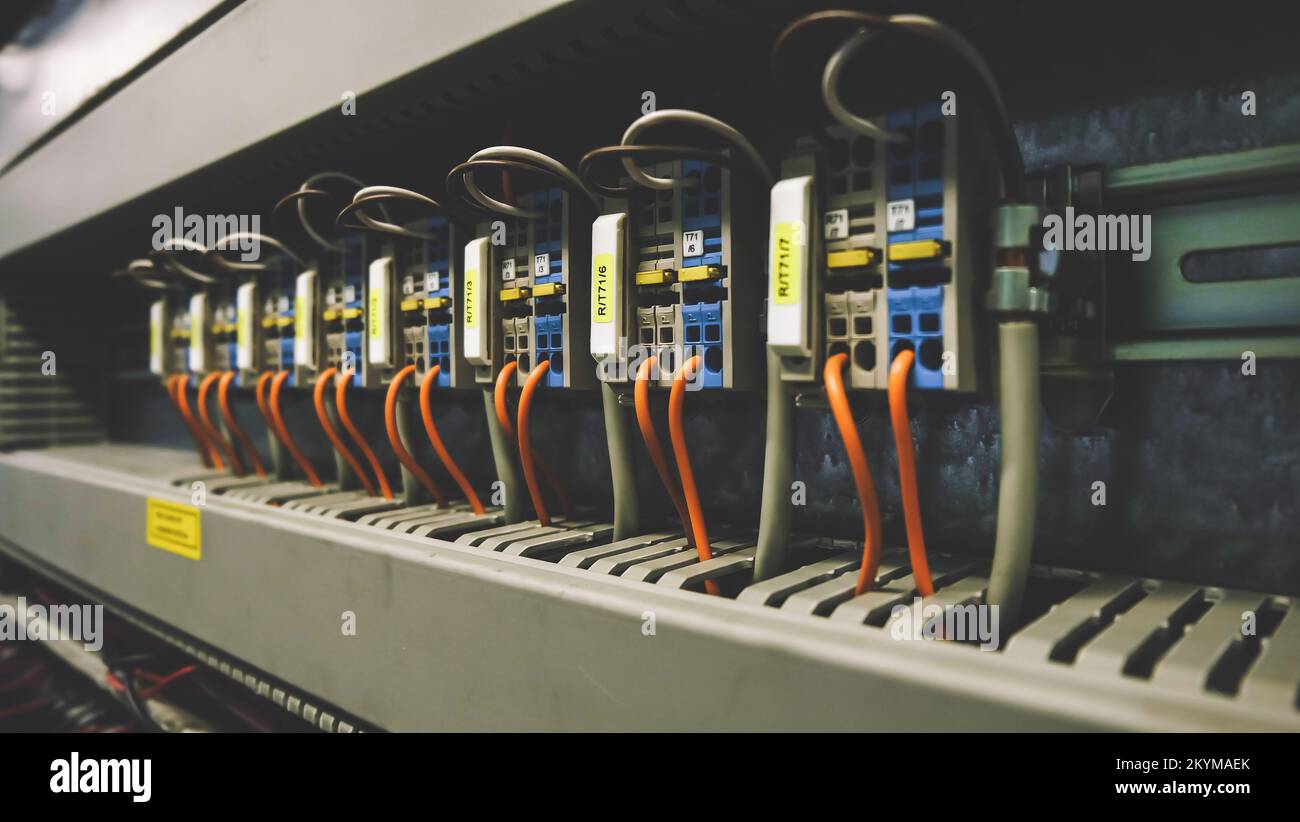 PLC Control panel with wiring Stock Photo - Alamy