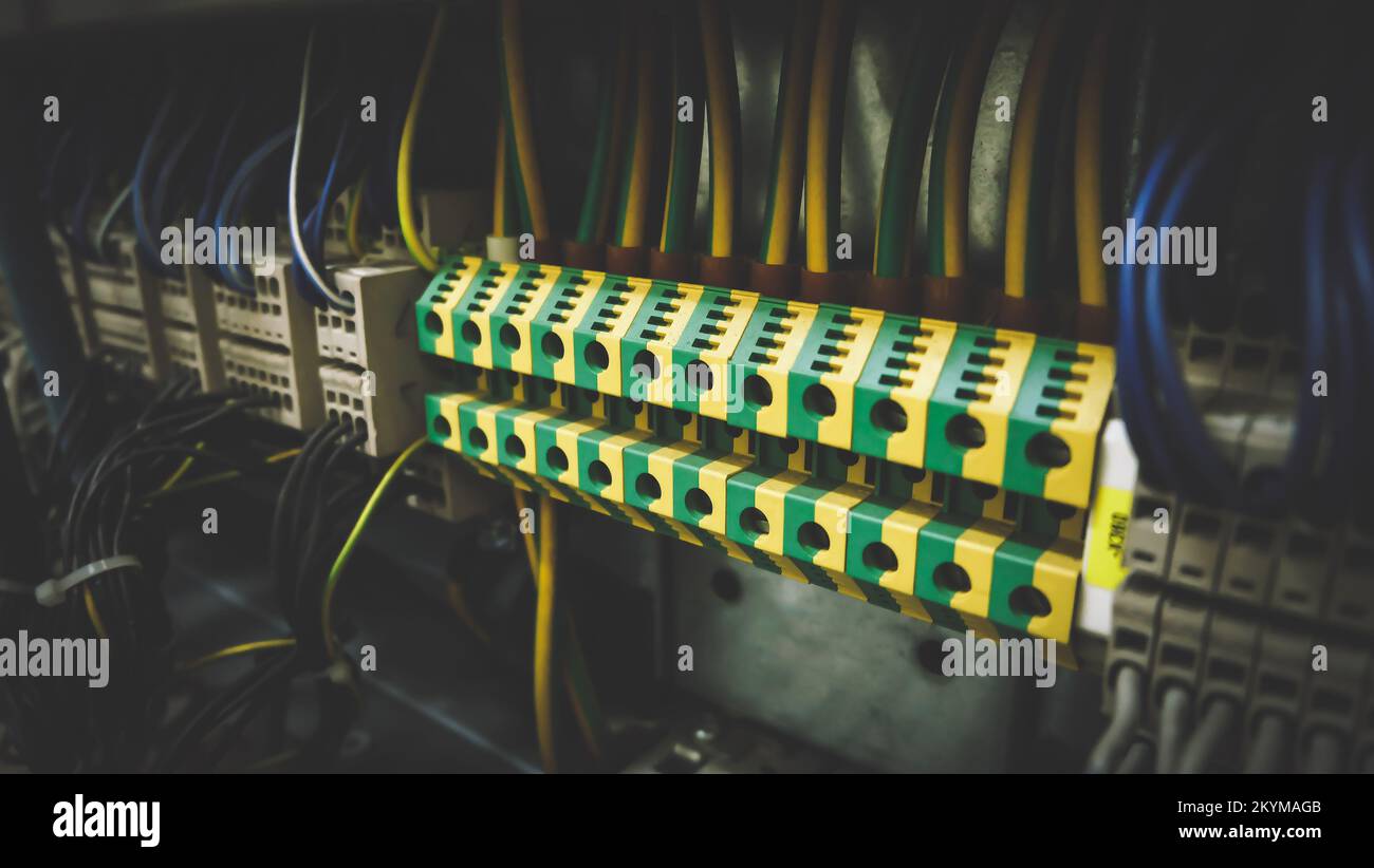 PLC Control panel with wiring Stock Photo - Alamy