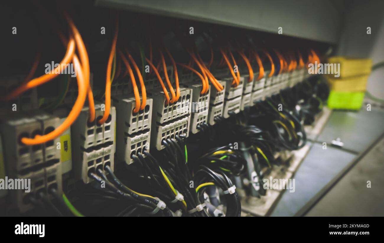 PLC Control panel with wiring Stock Photo - Alamy