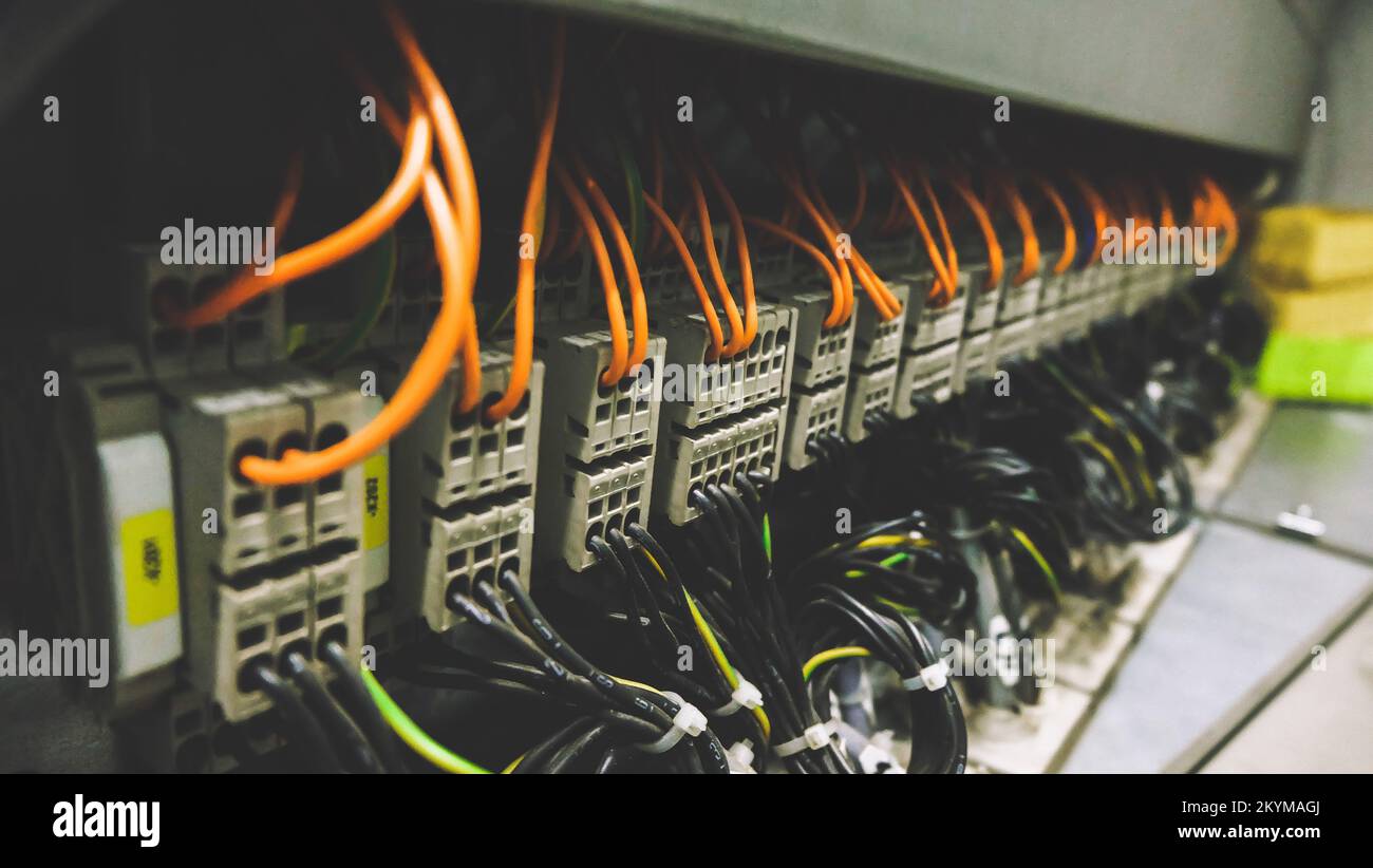 PLC Control panel with wiring Stock Photo - Alamy