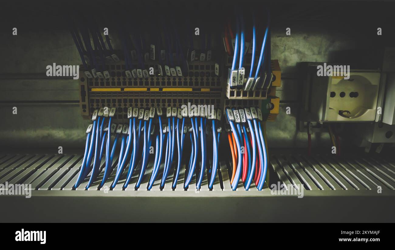 PLC Control panel with wiring Stock Photo - Alamy